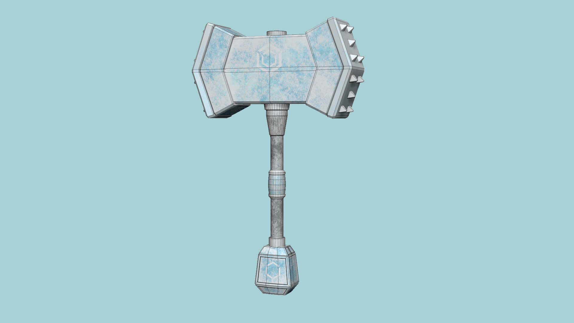Medieval War Hammer 05 - Ice Elemental 3D Model by gsommer
