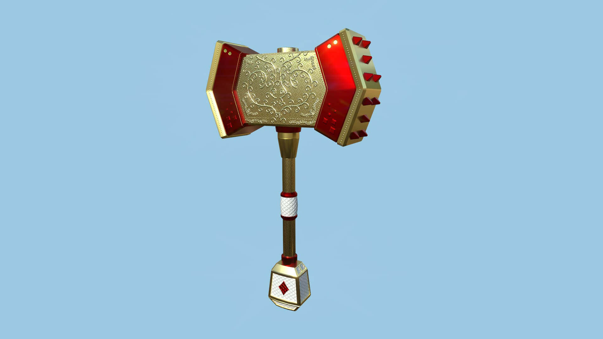 Medieval War Hammer 07 - Gold Royal 3D Model by gsommer