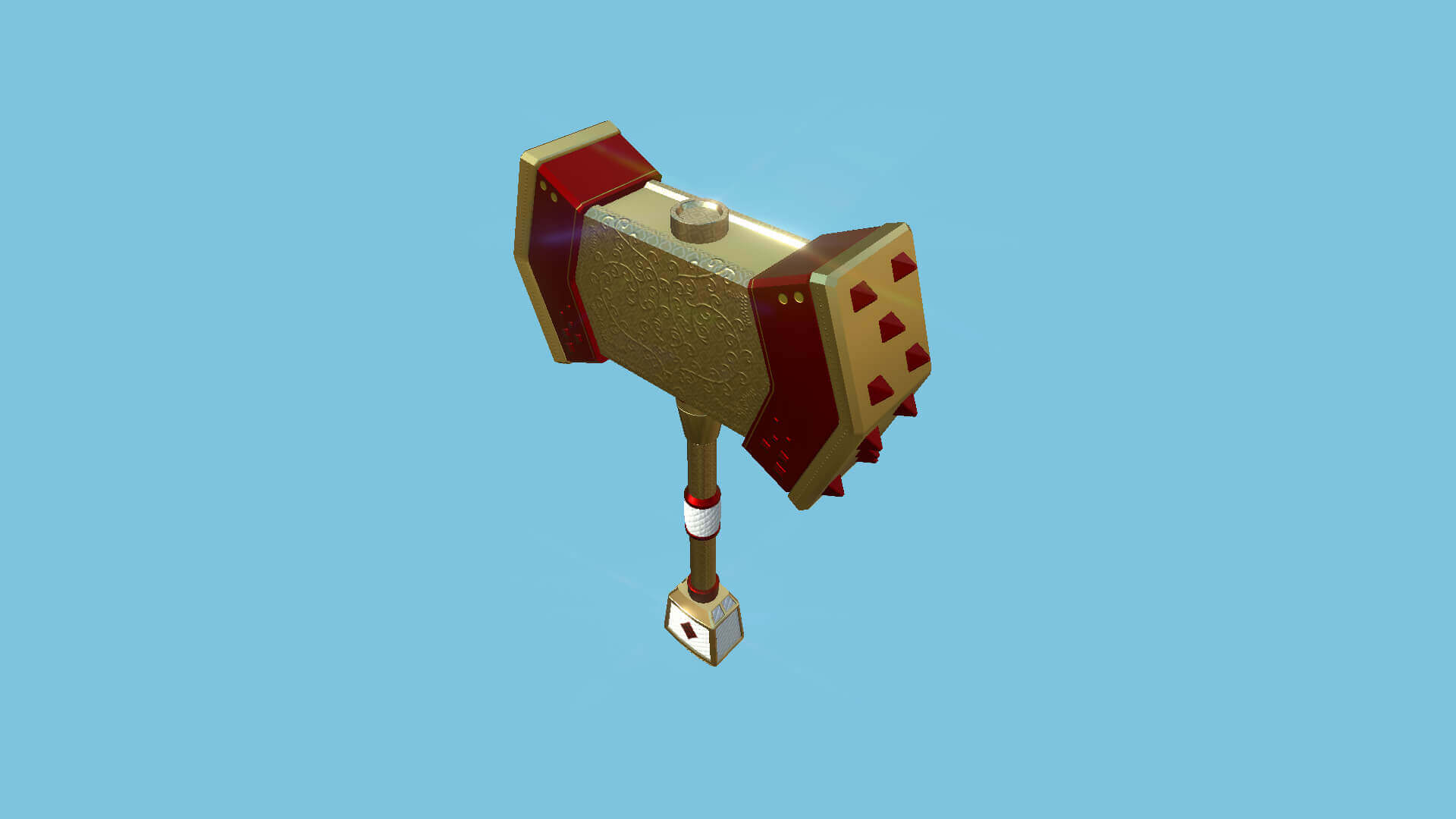 Medieval War Hammer 07 - Gold Royal 3D Model by gsommer