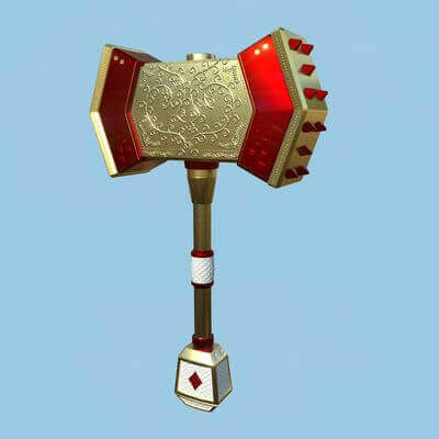 Medieval War Hammer 07 - Gold Royal 3D Model by gsommer
