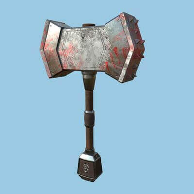 Medieval War Hammer 09 - Blood Metal 3D Model by gsommer