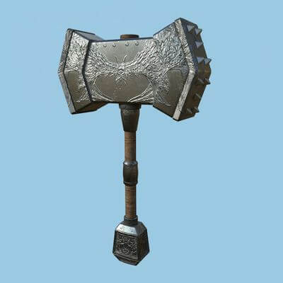 Medieval War Hammer 10 - Metal 3D Model by gsommer