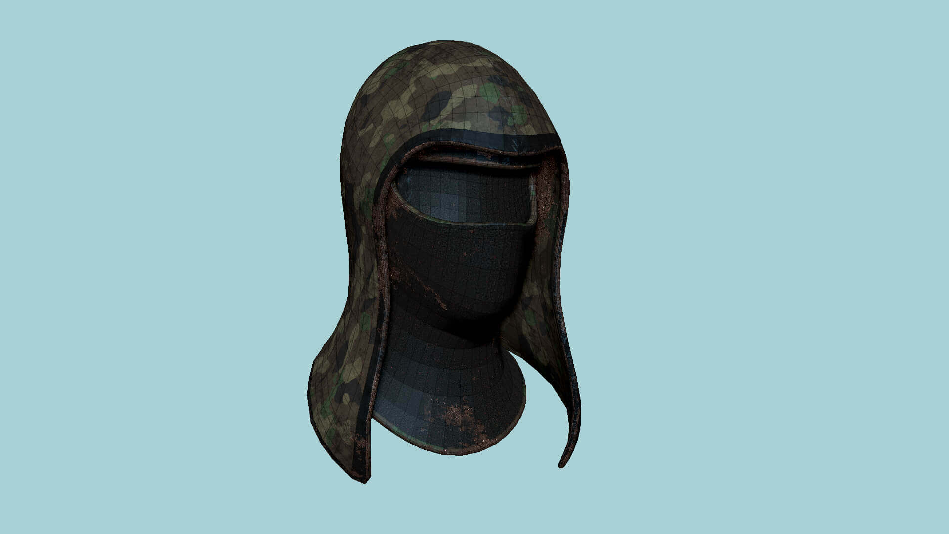 Ninja Hood 05 - Green Camouflage 3D Model by gsommer