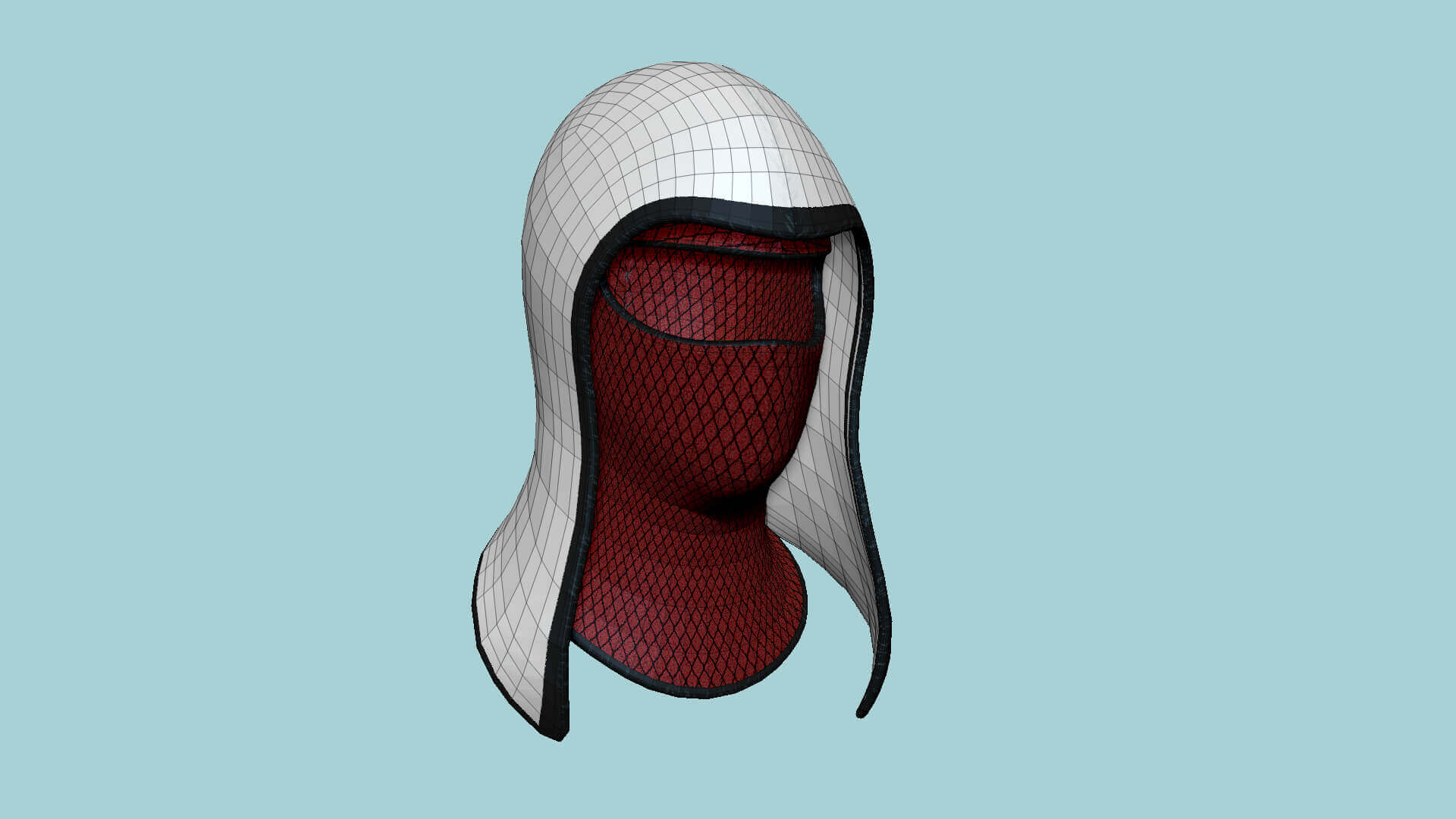 Ninja Hood 06 - White and Red 3D Model by gsommer