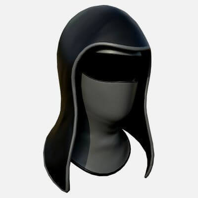 Ninja Hood 10 - Black Cartoon 3D Model by gsommer