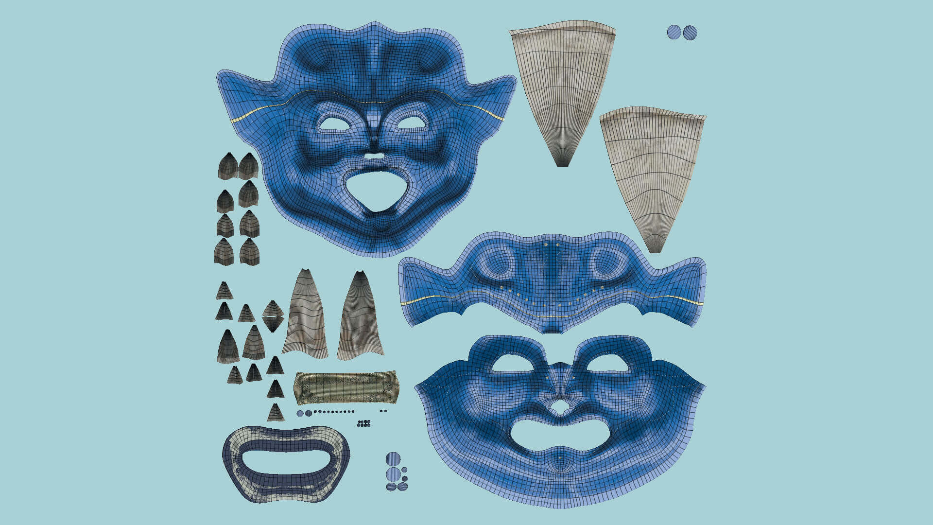 Oni Hannya Mask 03 - Blue 3D Model by gsommer