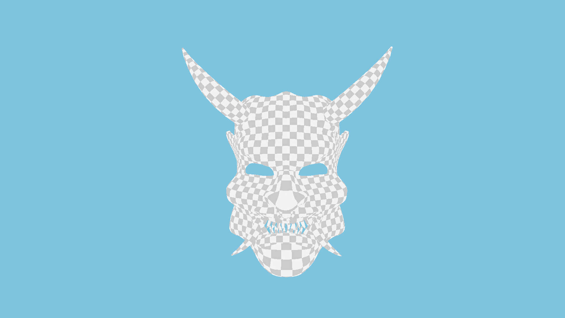 Oni Hannya Mask 03 - Blue 3D Model by gsommer