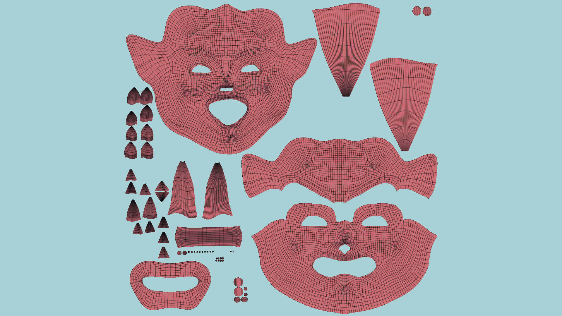 Oni Hannya Mask 03 - Blue 3D Model by gsommer