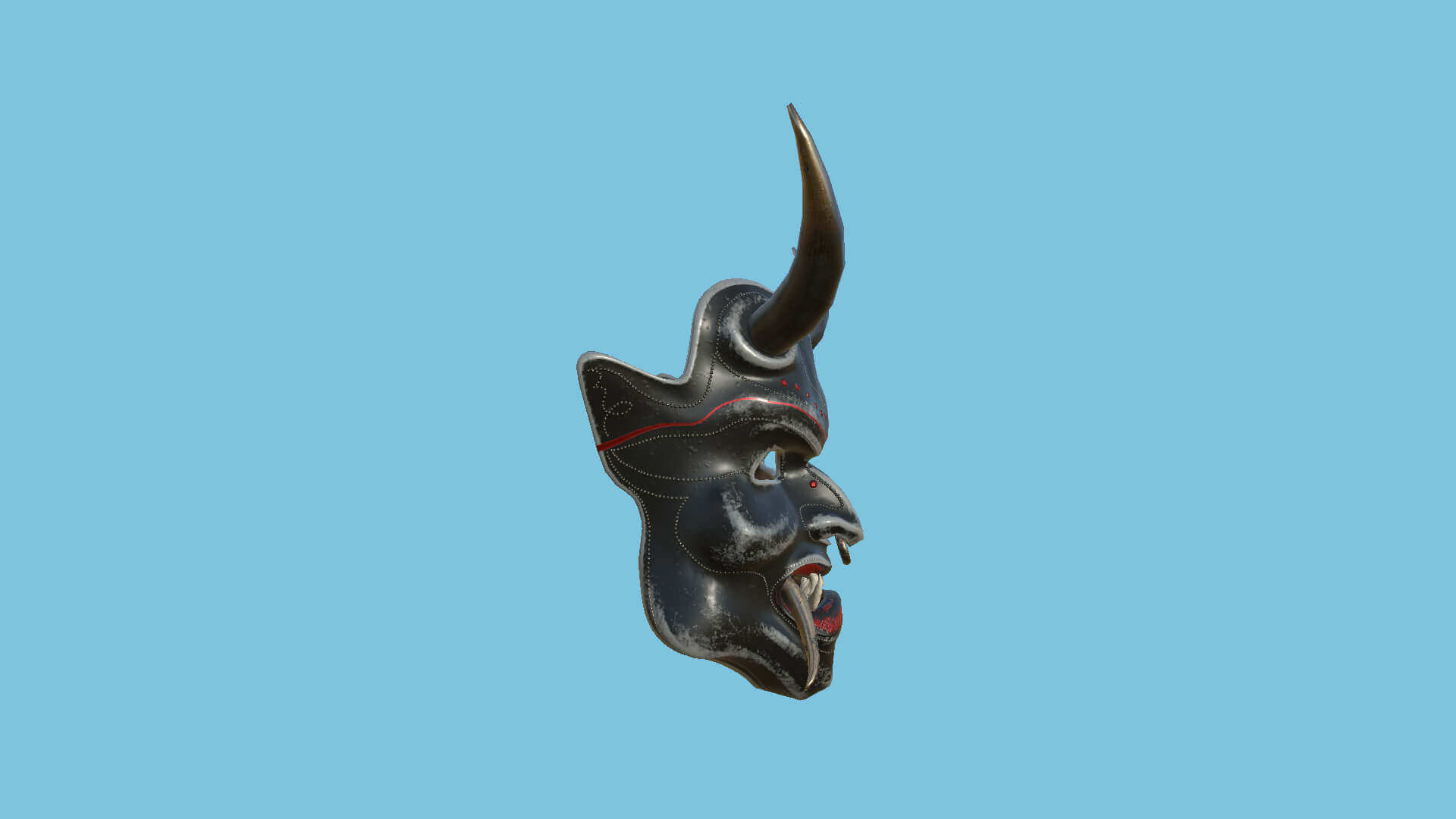 Oni Hannya Mask 05 - Black 3D Model by gsommer