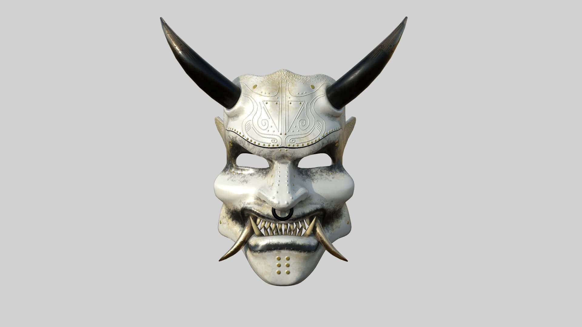 Oni Hannya Mask 07 - White 3D Model by gsommer