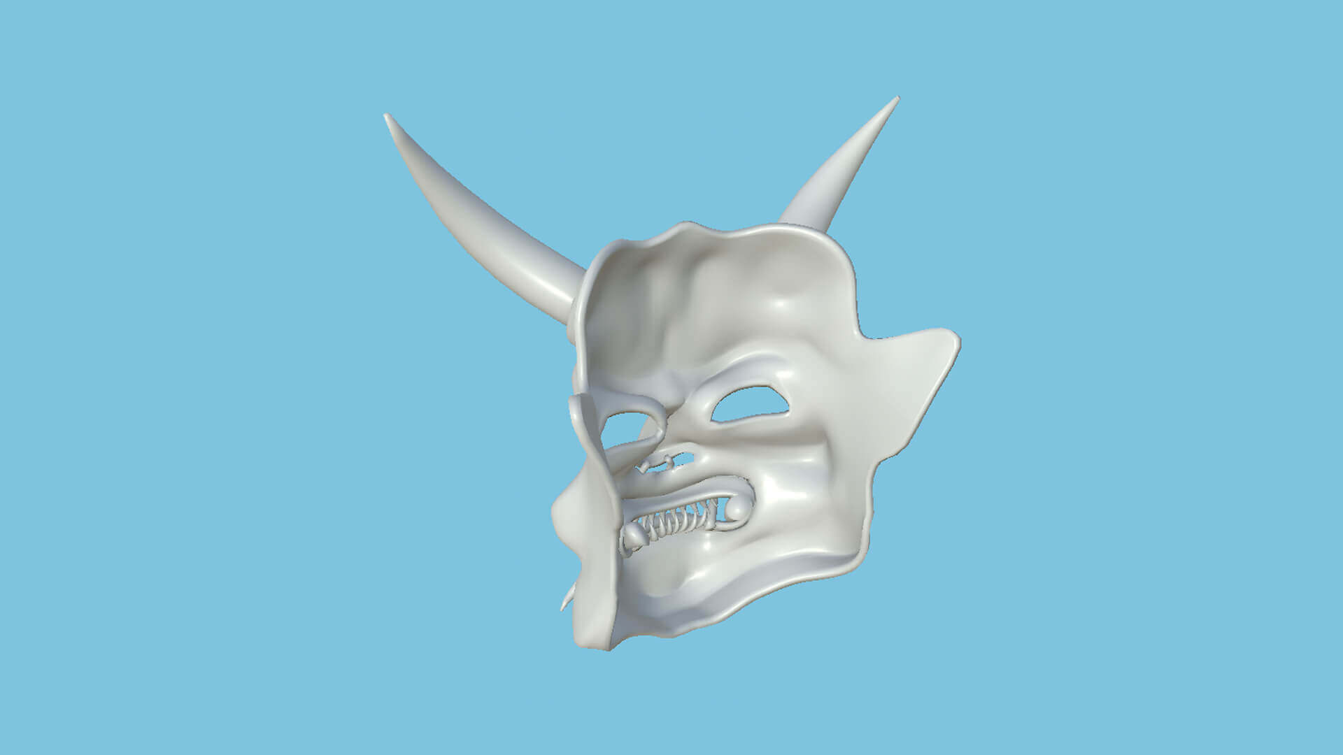 Oni Hannya Mask 07 - White 3D Model by gsommer