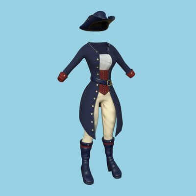 Pirate Female Costume 03 - Blue Red 3D Model by gsommer