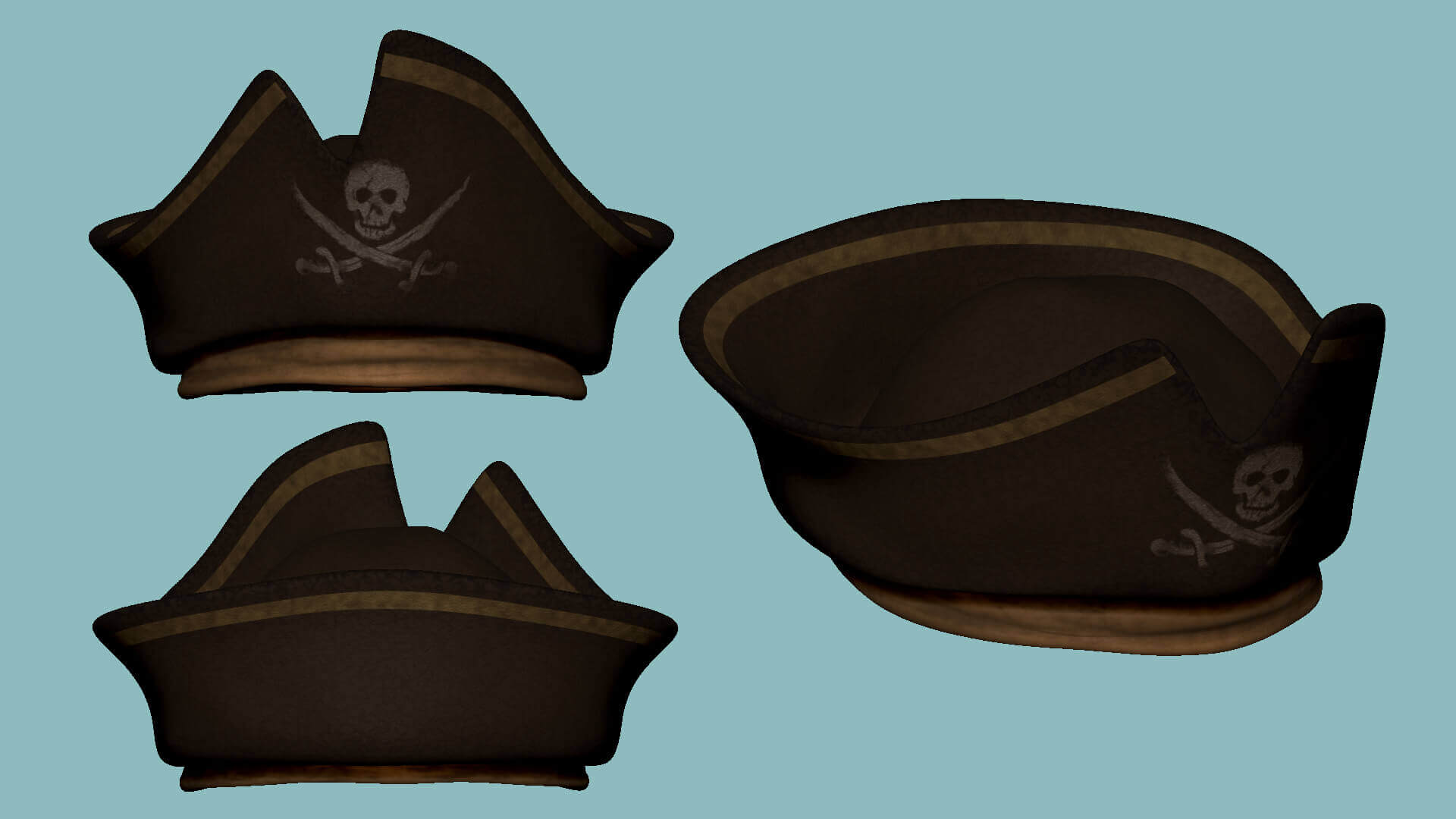Pirate Hat 04 - Brown Hat - 3D Model by gsommer