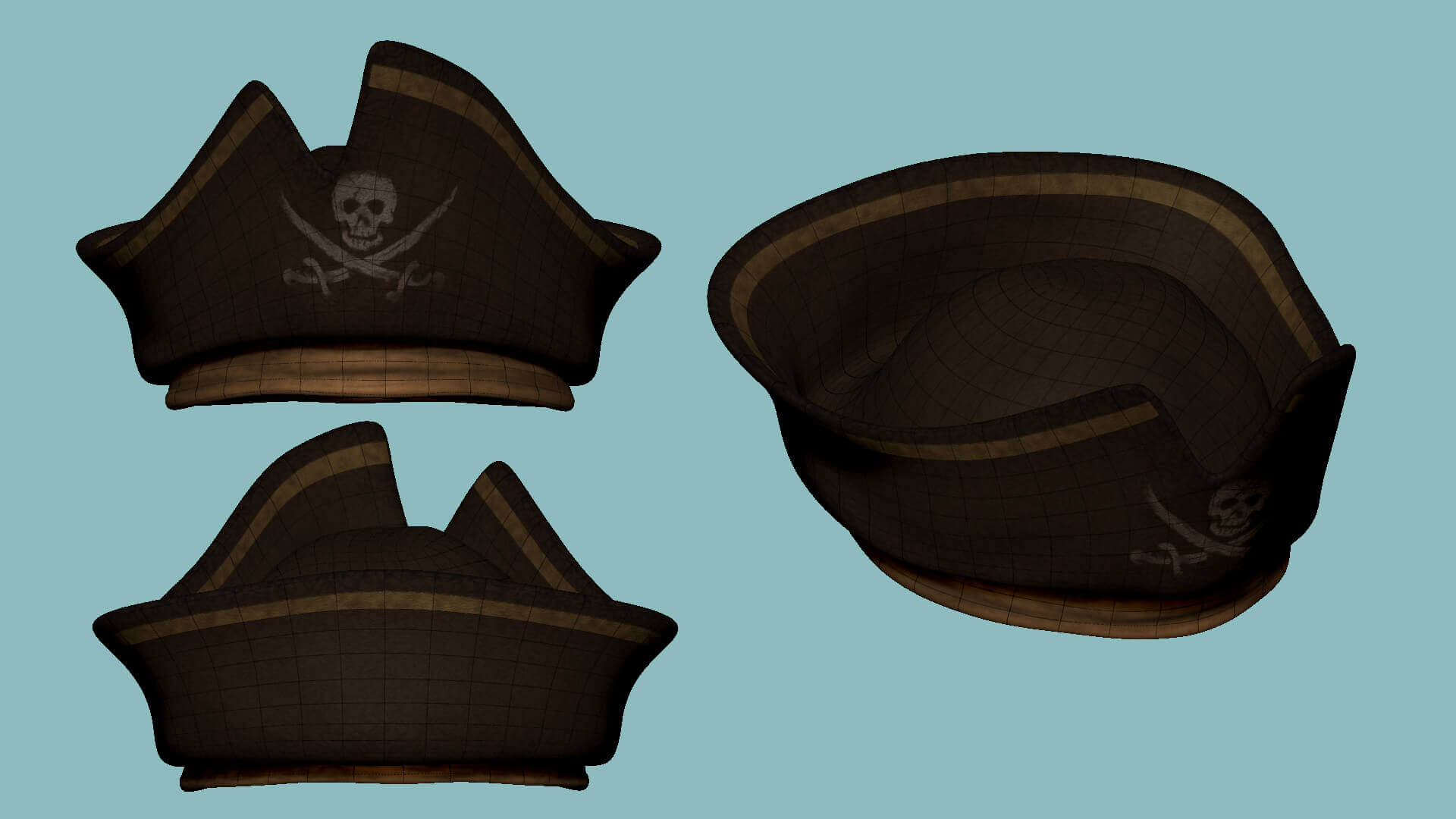 Pirate Hat 04 - Brown Hat 3D Model by gsommer