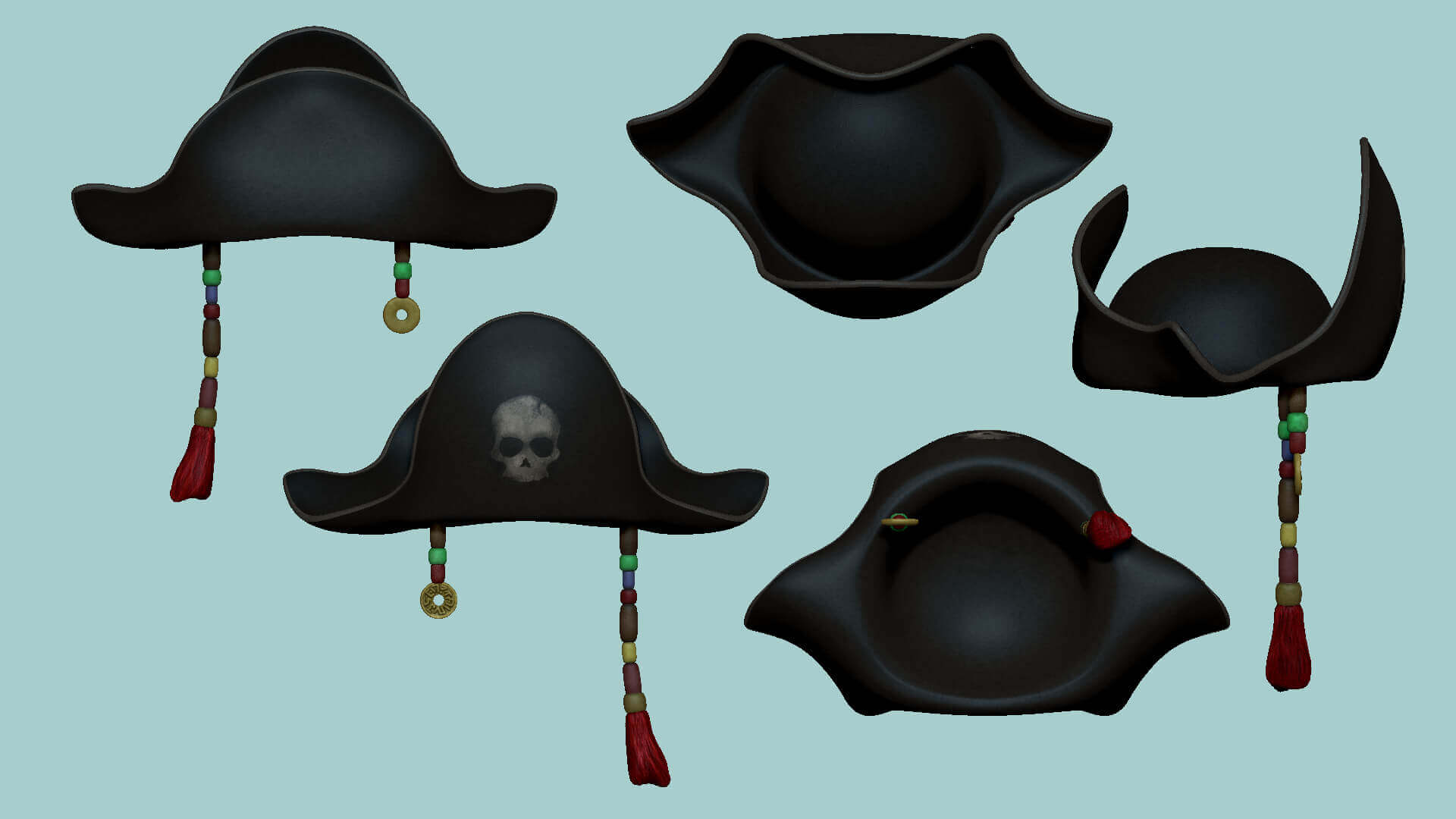 Pirate Hat 16 - Pirate Hat With Braids 3D Model by gsommer
