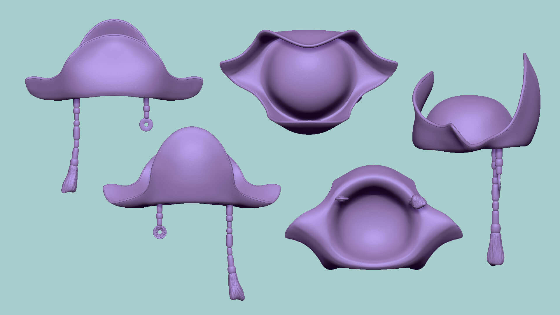 Pirate Hat 16 - Pirate Hat With Braids 3D Model by gsommer