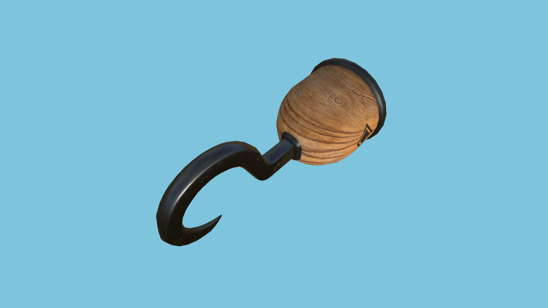 Pirate Hook 09 - Wood Black 3D Model by gsommer