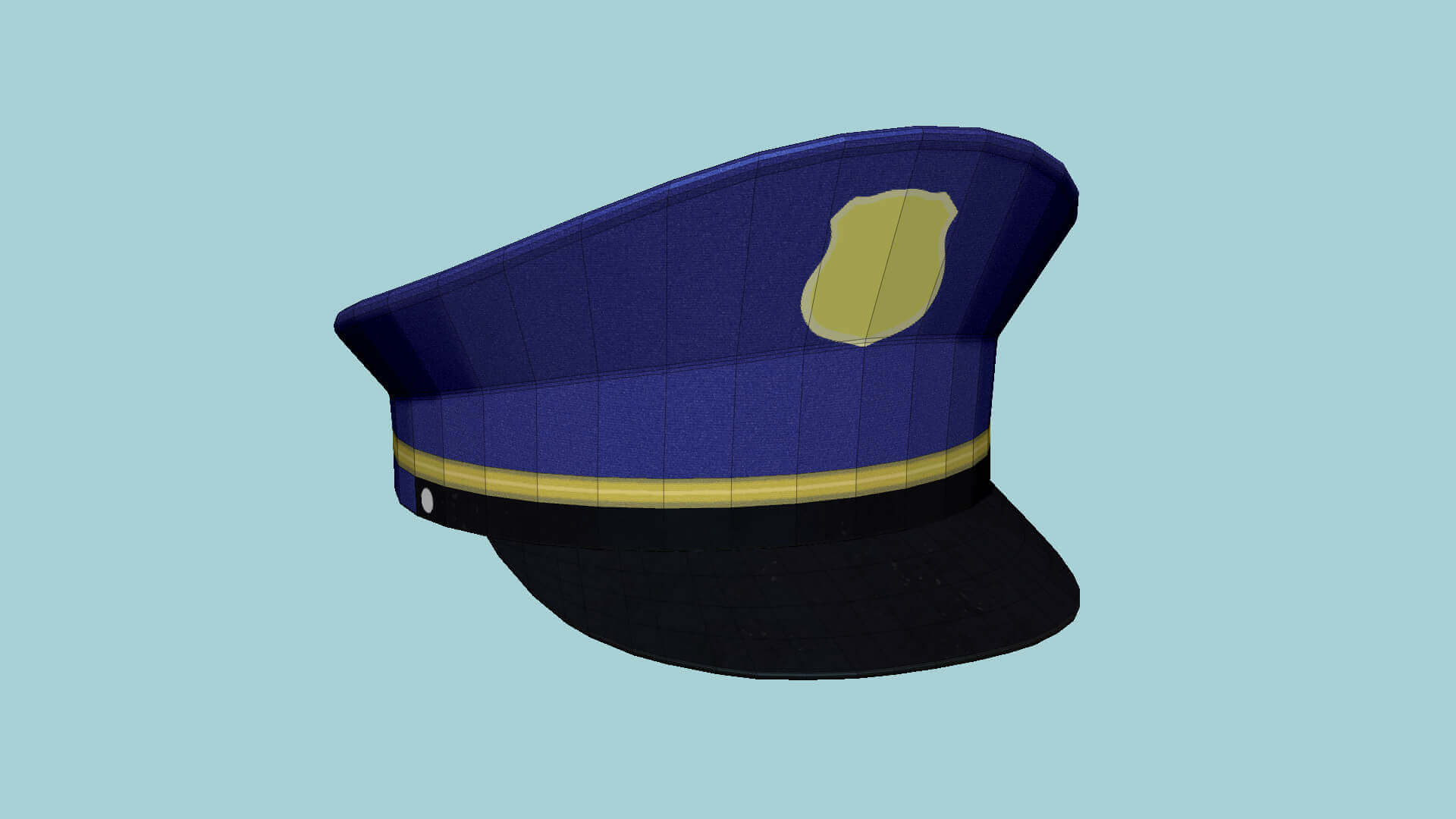 Police Cap 01 - Blue 3D Model by gsommer