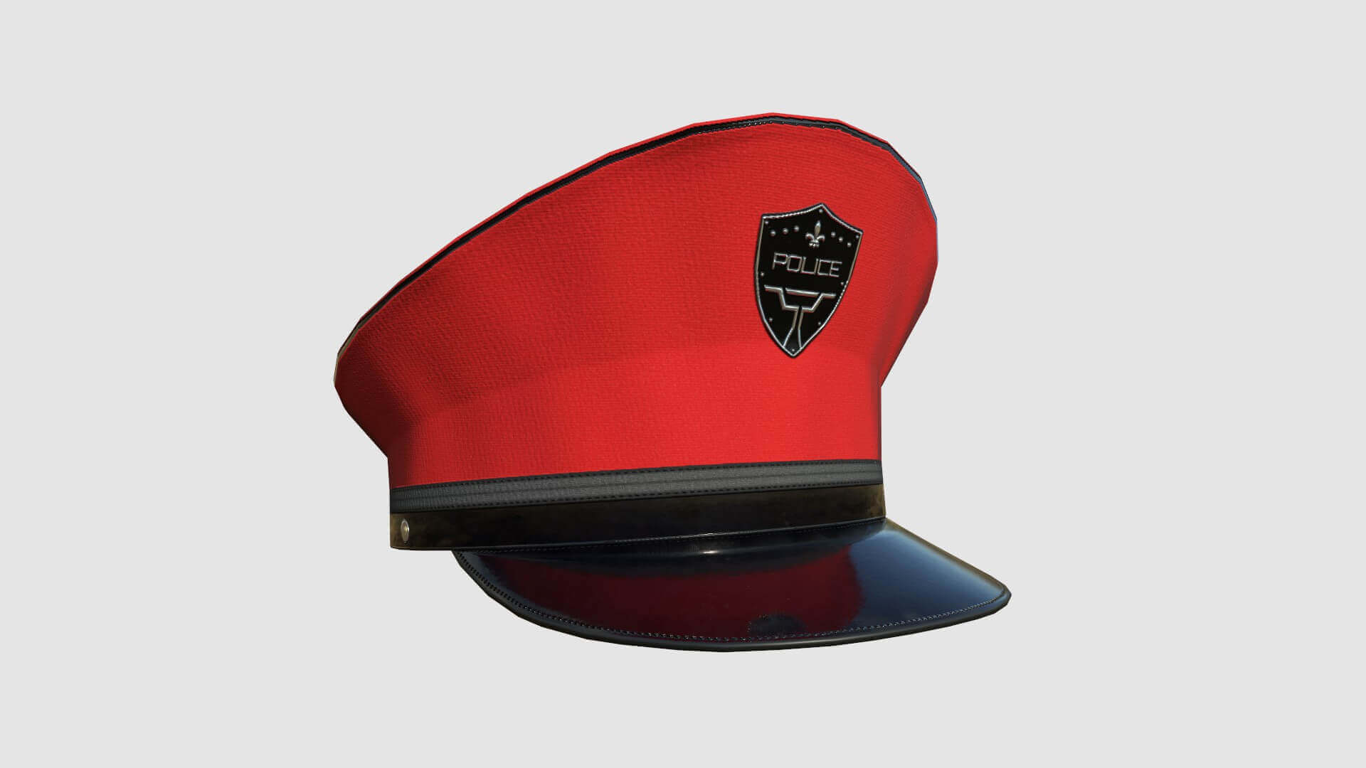 Police Cap 02 - Red 3D Model by gsommer