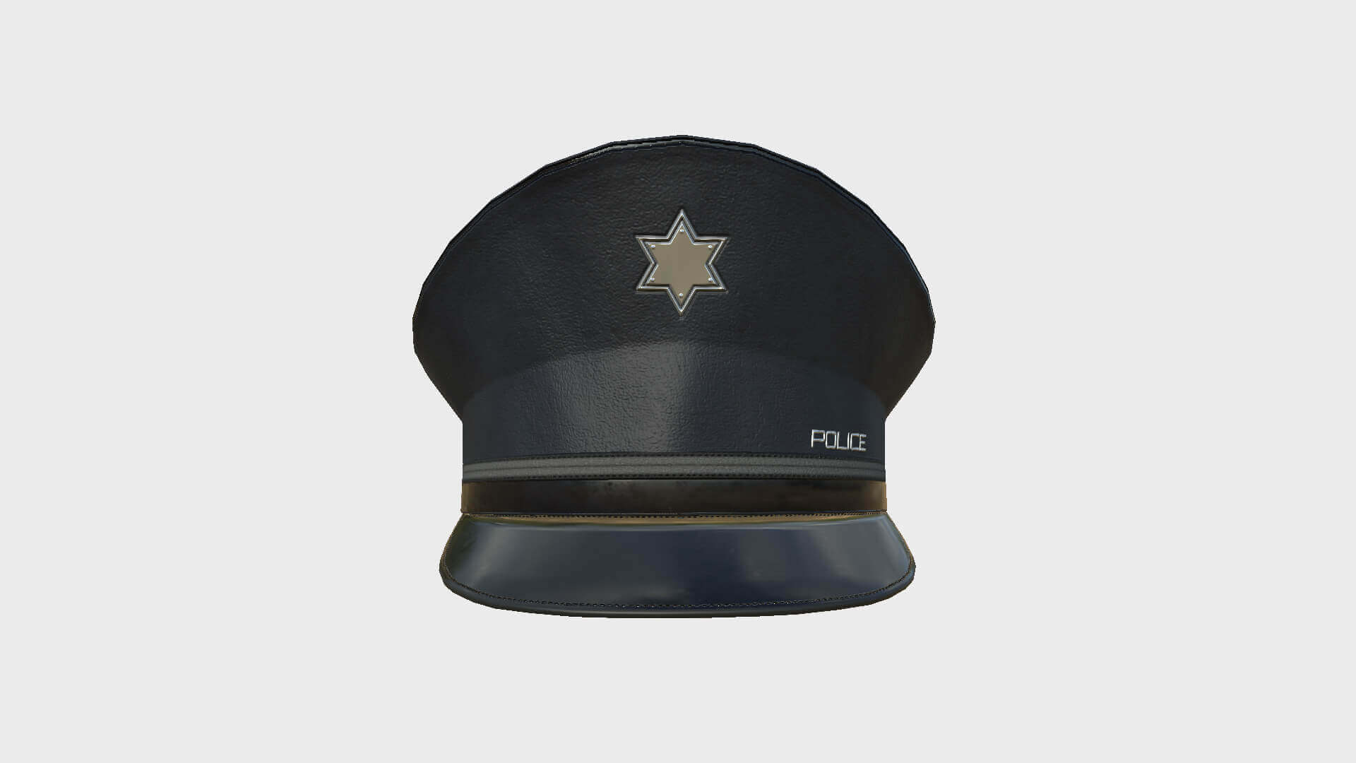 Police Cap 04 - Black 3D Model by gsommer