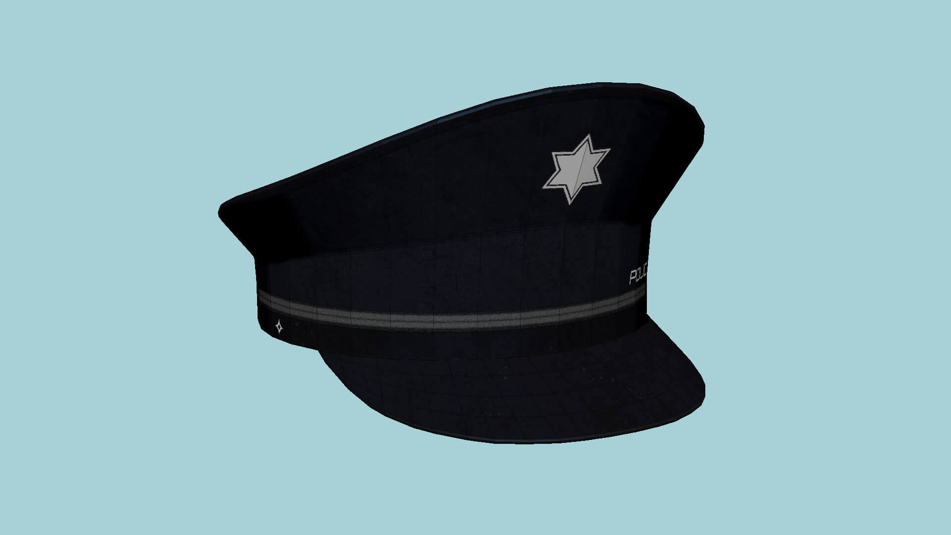 Police Cap 04 - Black 3D Model by gsommer