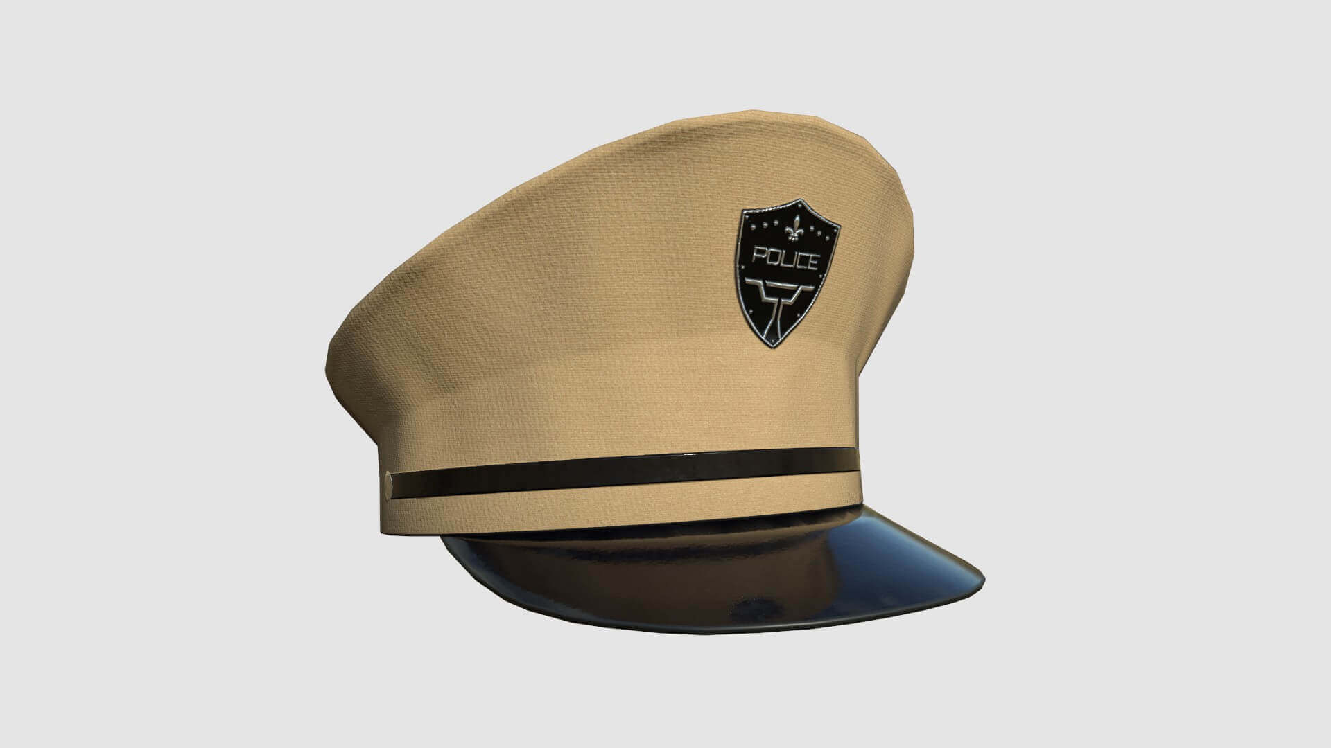 Police Cap 06 - Beige 3D Model by gsommer