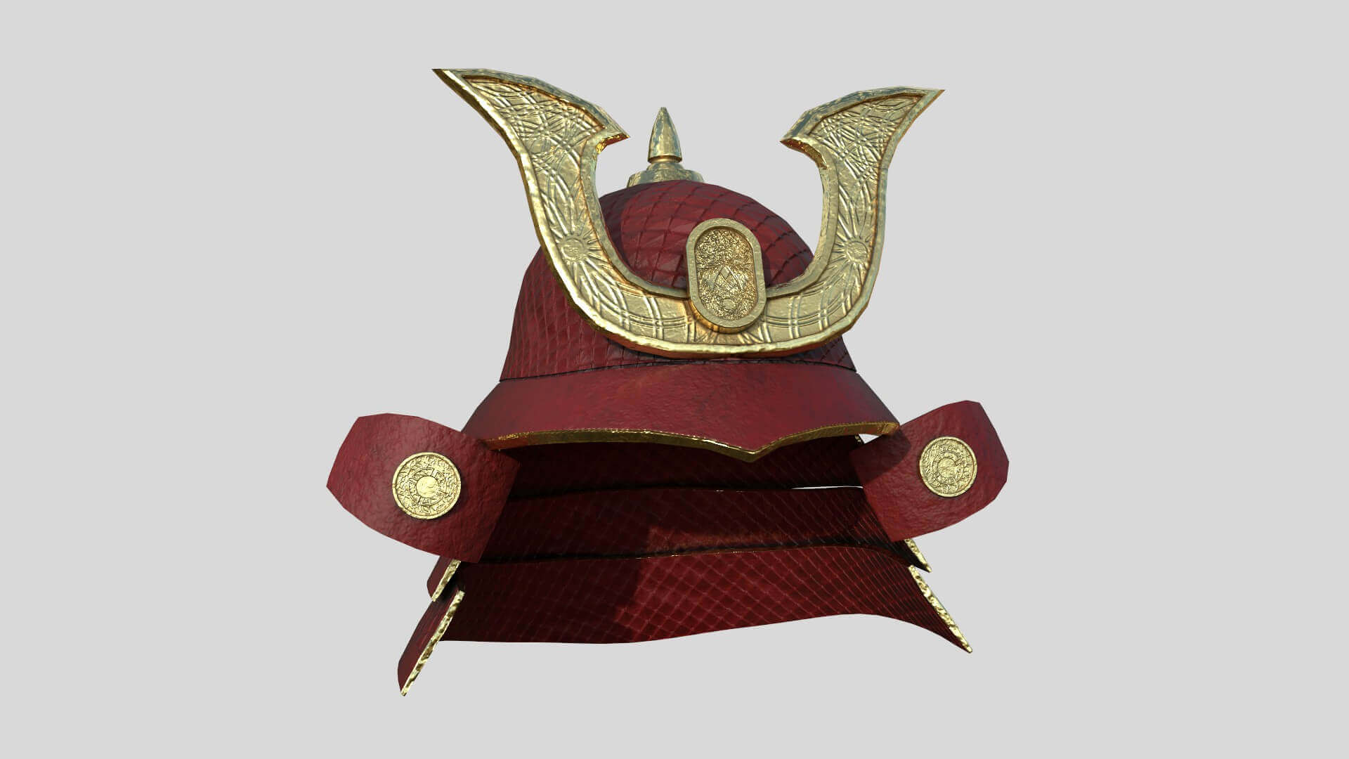 Samurai Helmet 01 - Red and Gold 3D Model by gsommer