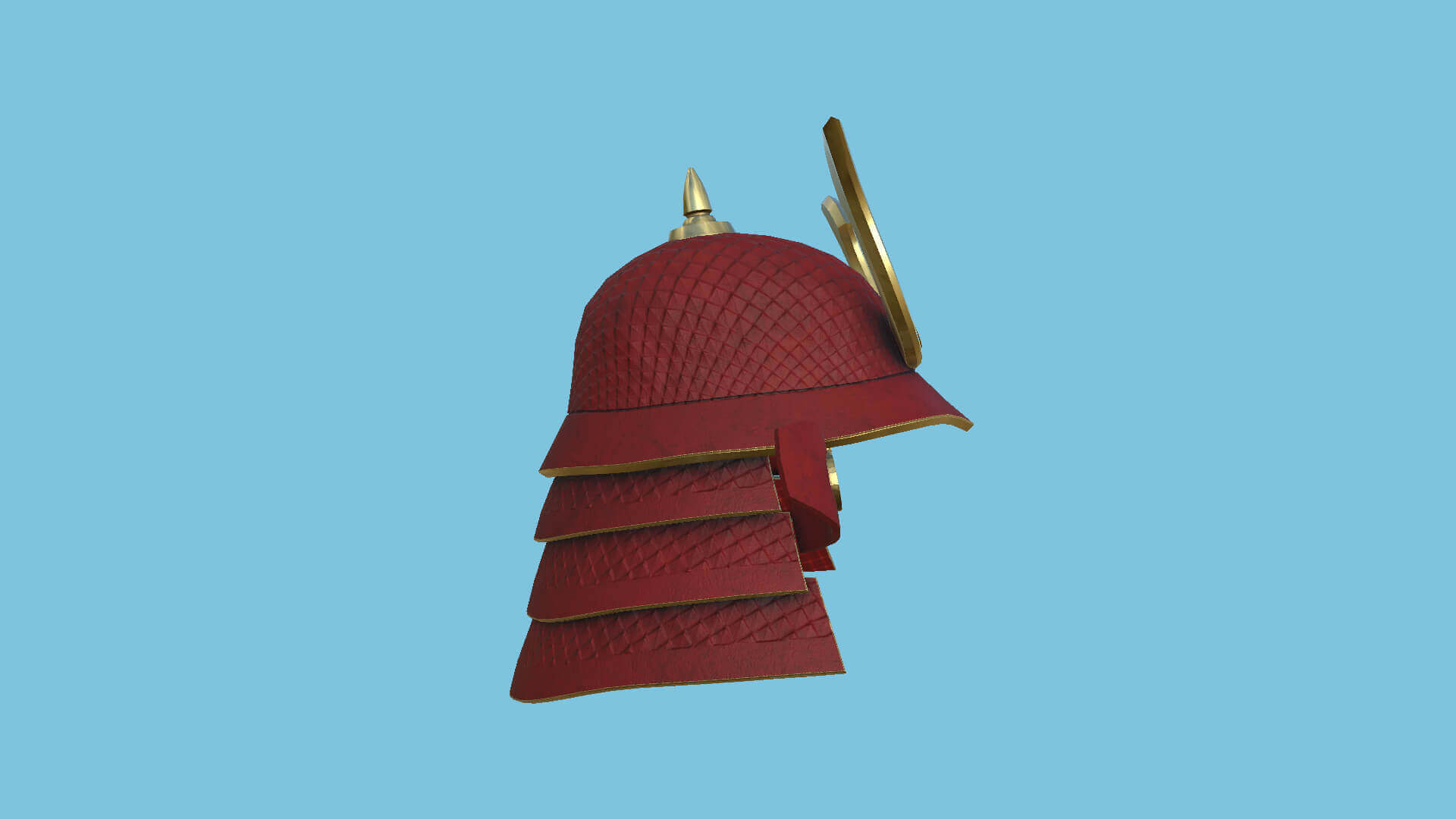 Samurai Helmet 01 - Red and Gold 3D Model by gsommer