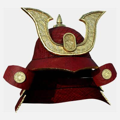 Samurai Helmet 01 - Red and Gold 3D Model by gsommer