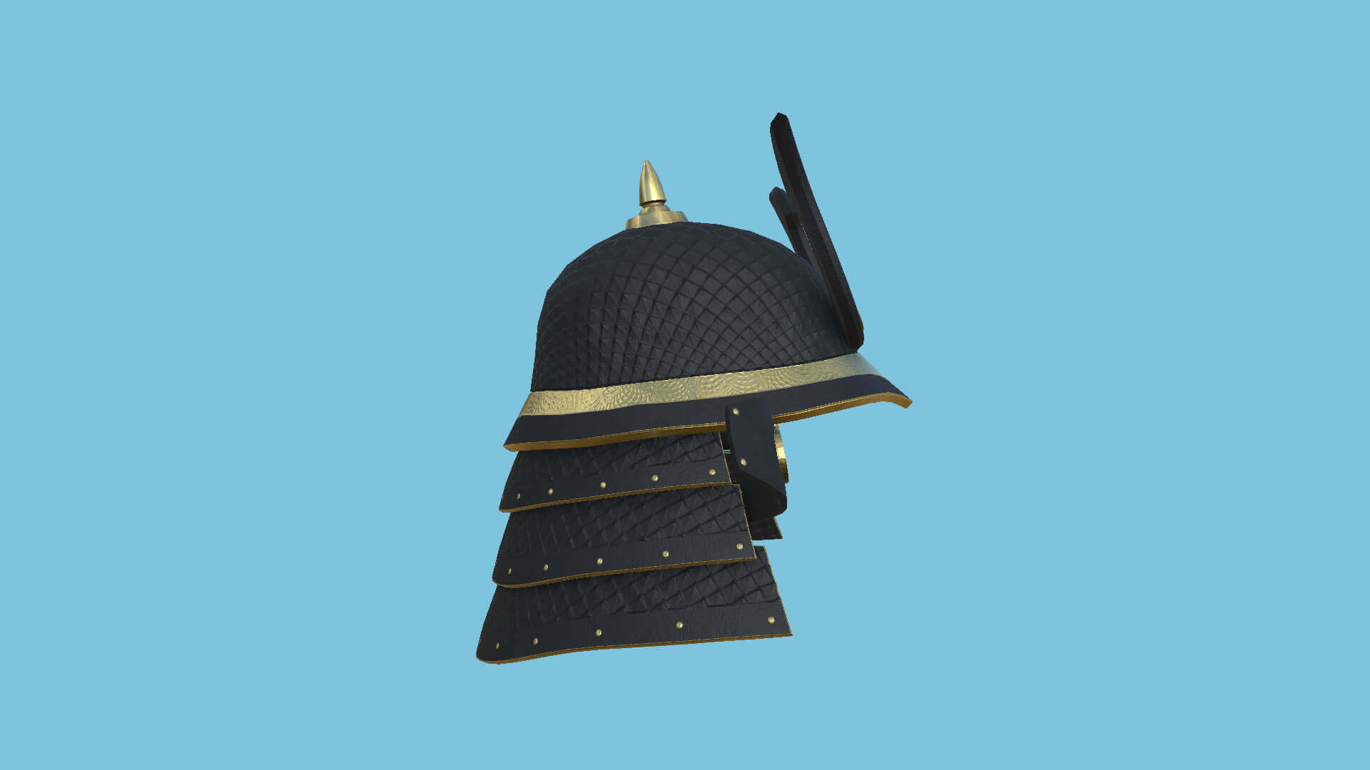 Samurai Helmet 02 - Black and Gold 3D Model by gsommer