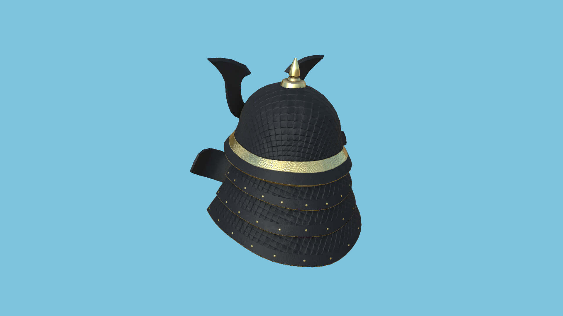 Samurai Helmet 02 - Black and Gold 3D Model by gsommer