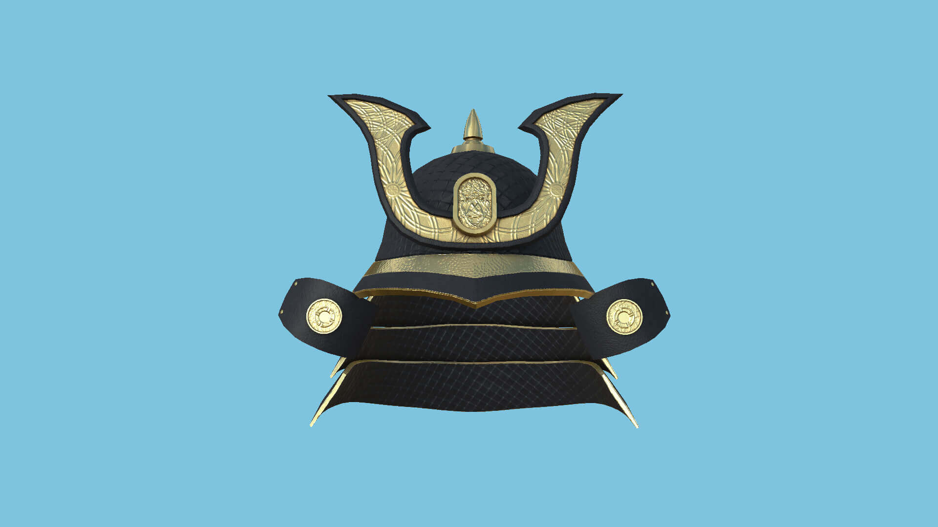 Samurai Helmet 02 - Black and Gold 3D Model by gsommer
