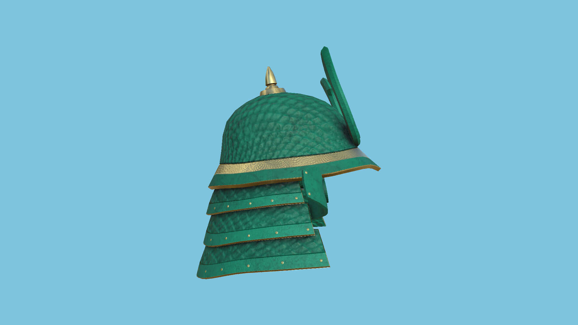 Samurai Helmet 03 - Green and Gold 3D Model by gsommer