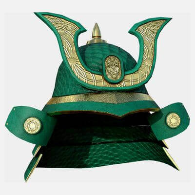 Samurai Helmet 03 - Green and Gold 3D Model by gsommer