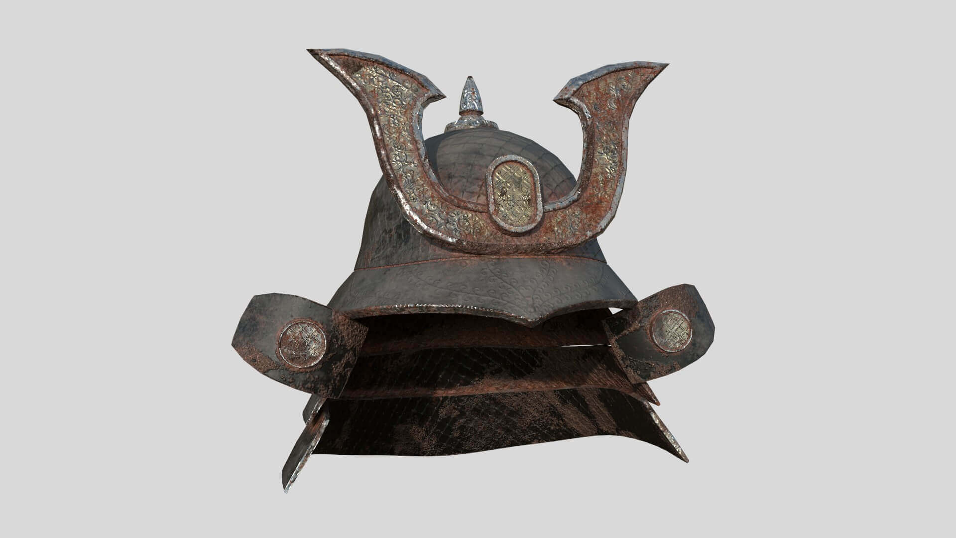 Samurai Helmet 04 - Destroyed Rust 3D Model by gsommer