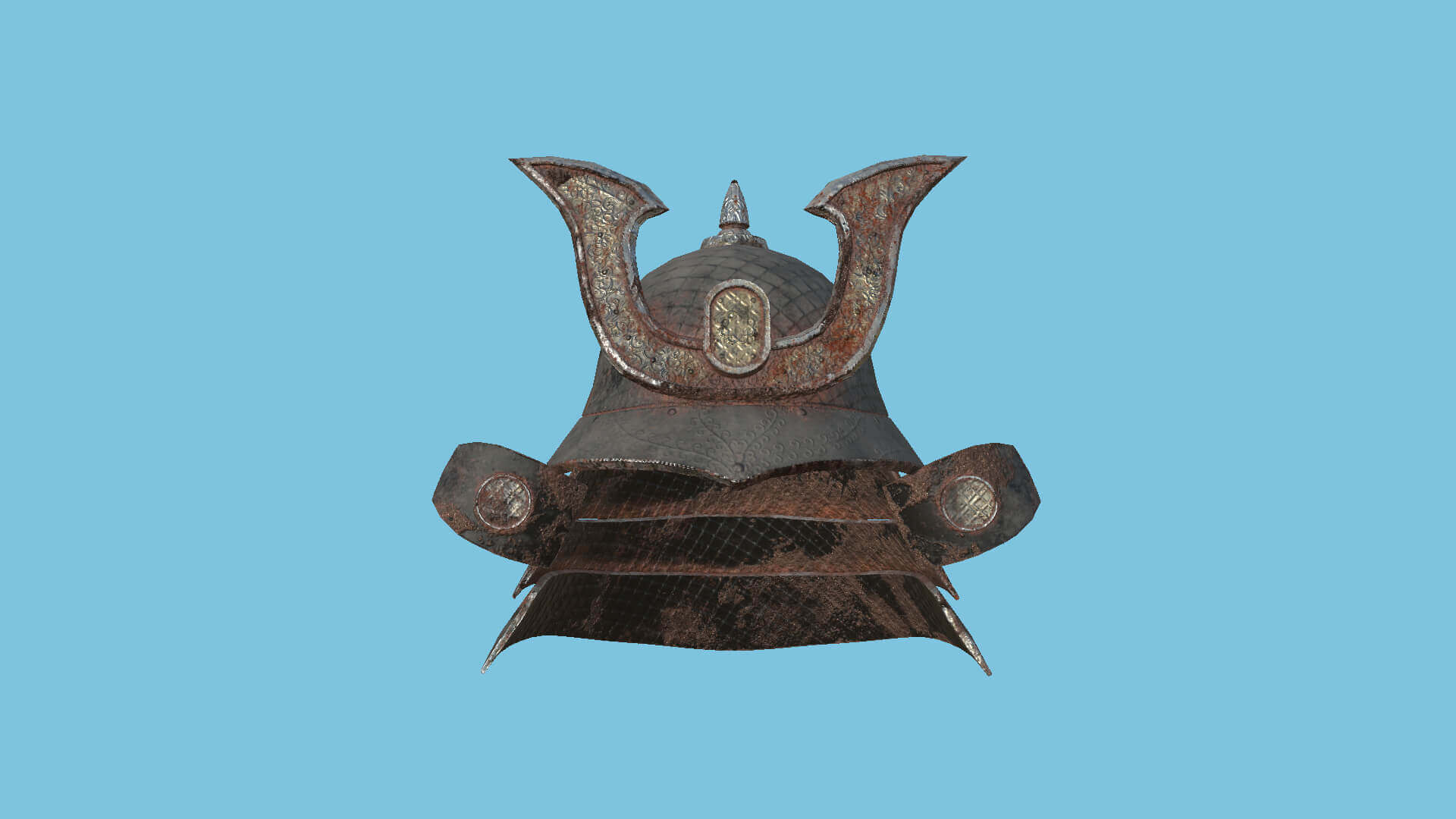Samurai Helmet 04 - Destroyed Rust 3D Model by gsommer