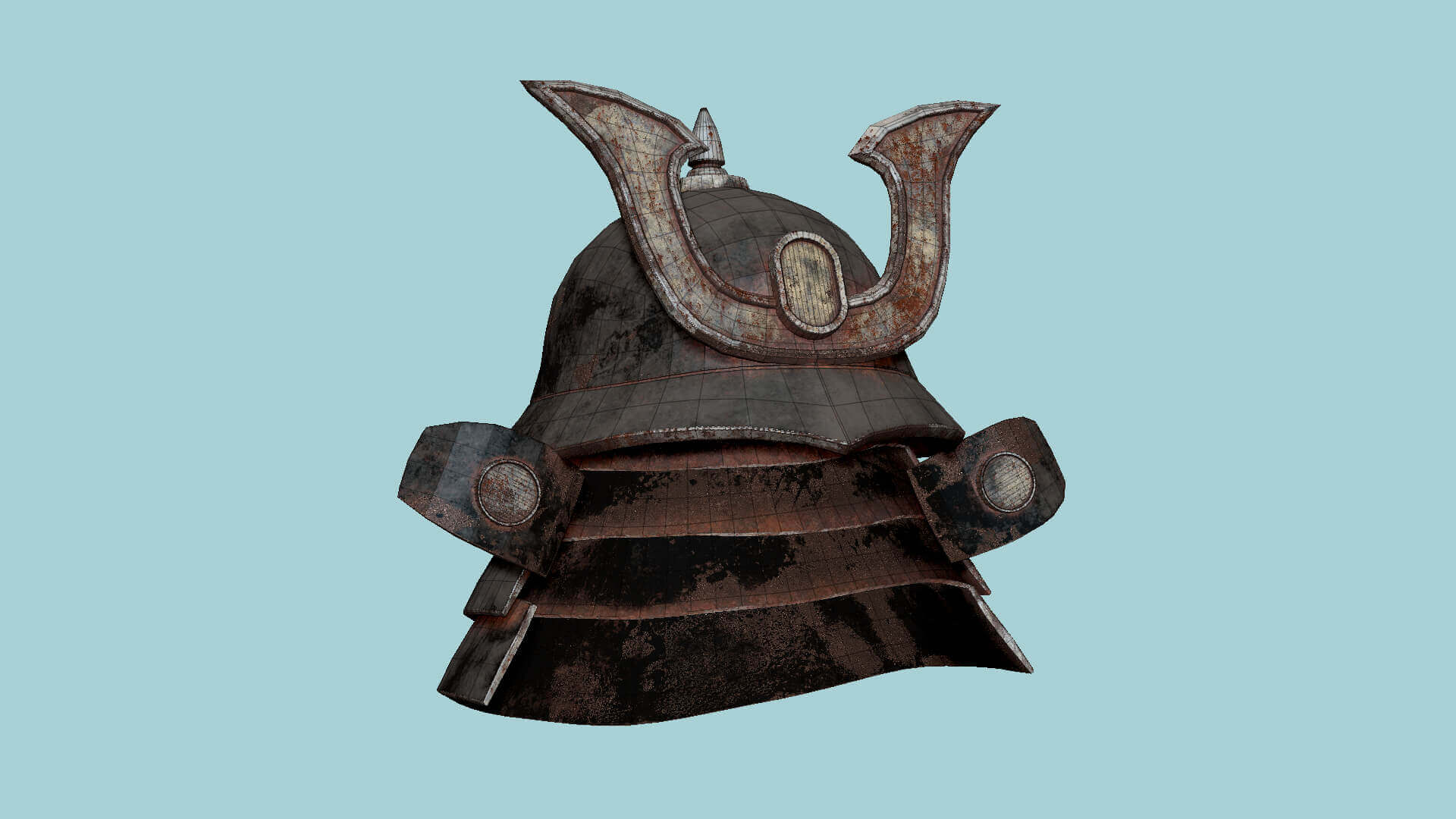 Samurai Helmet 04 - Destroyed Rust 3D Model by gsommer