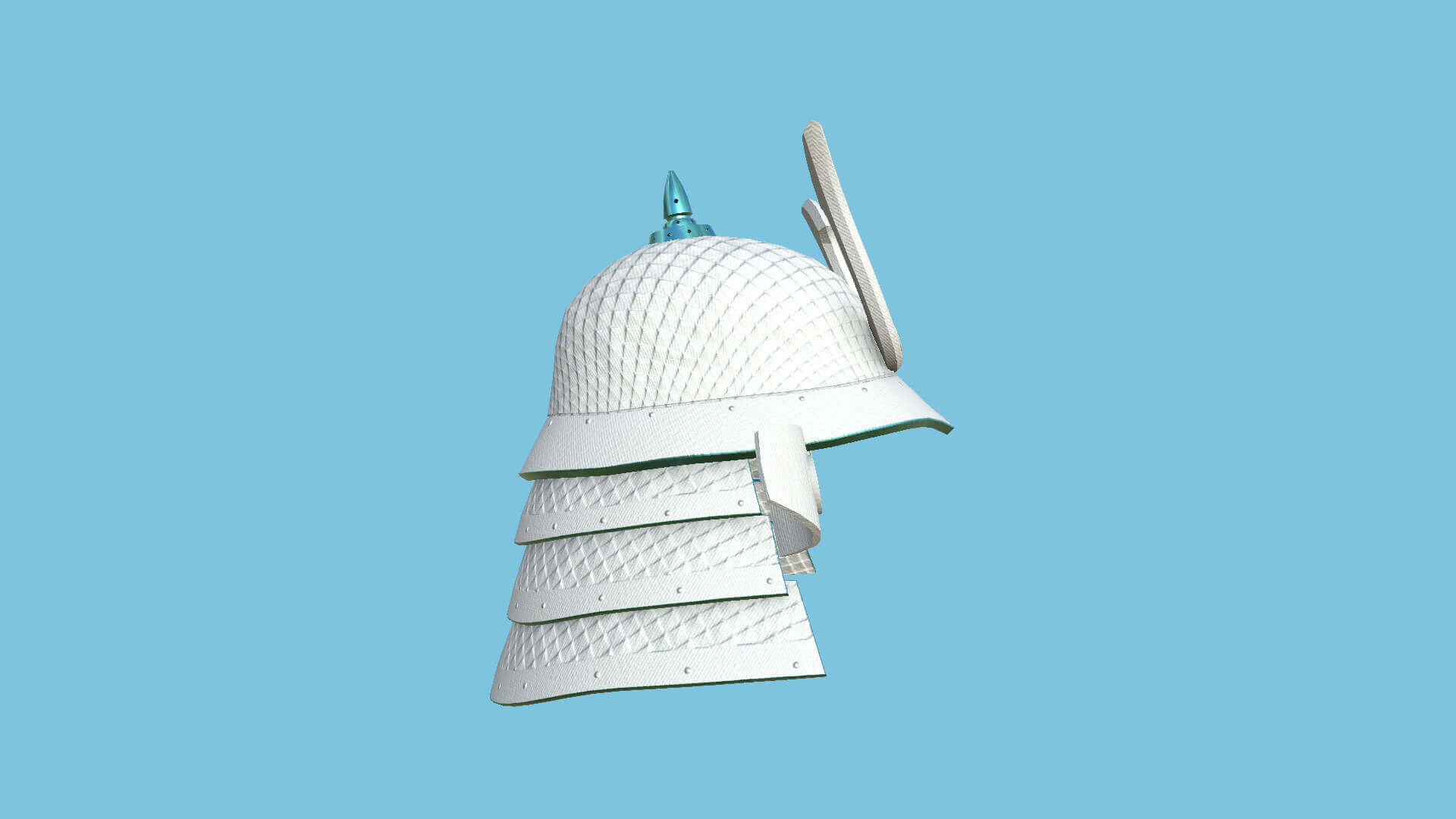 Samurai Helmet 05 - White and Blue 3D Model by gsommer