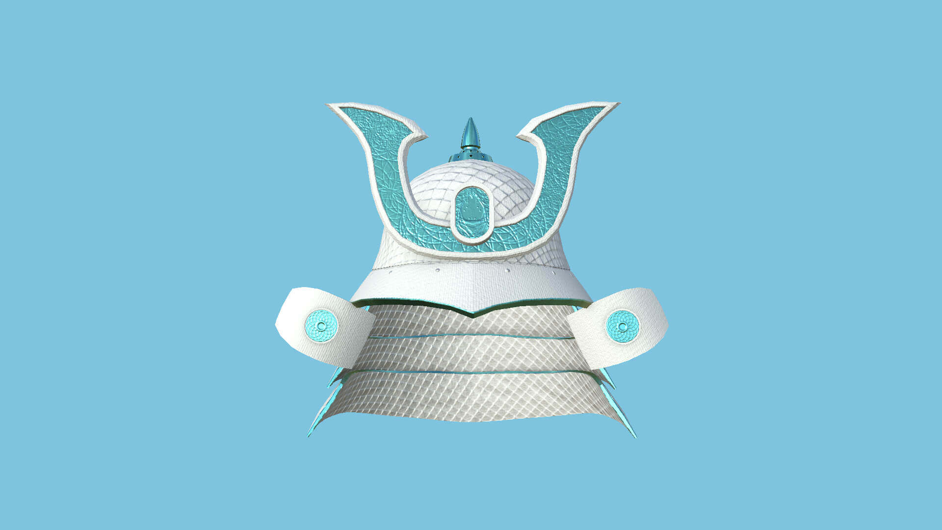 Samurai Helmet 05 - White and Blue 3D Model by gsommer