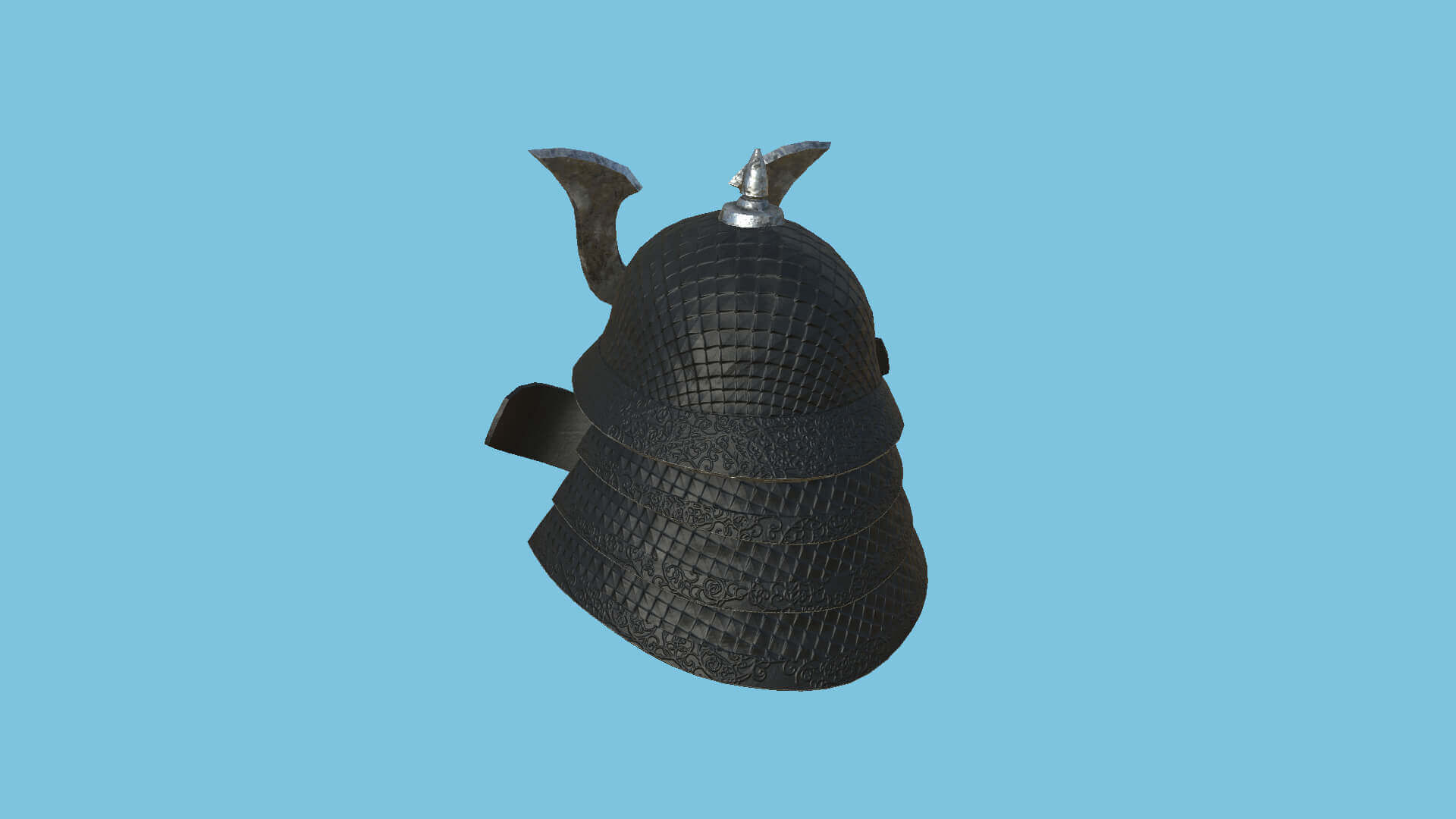 Samurai Helmet 08 - Black Metal 3D Model by gsommer