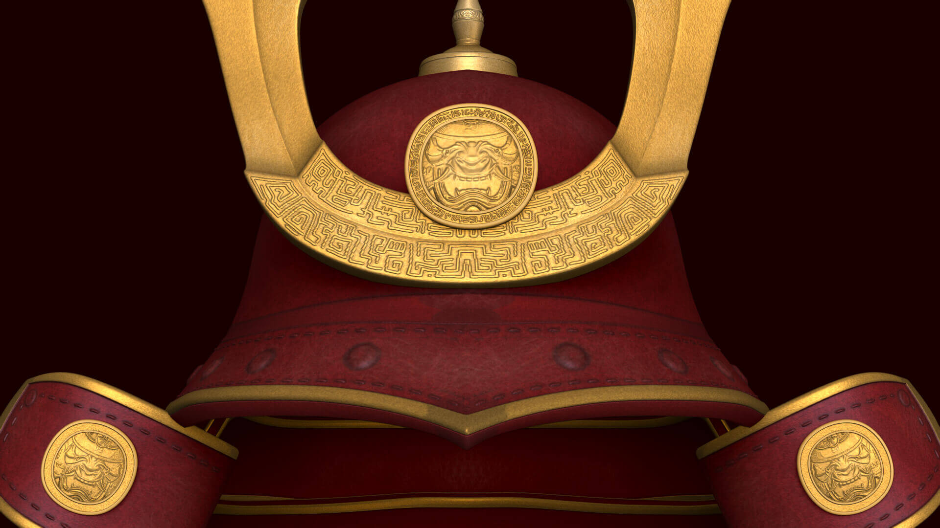 Samurai Red Helmet - 3D Model by gsommer