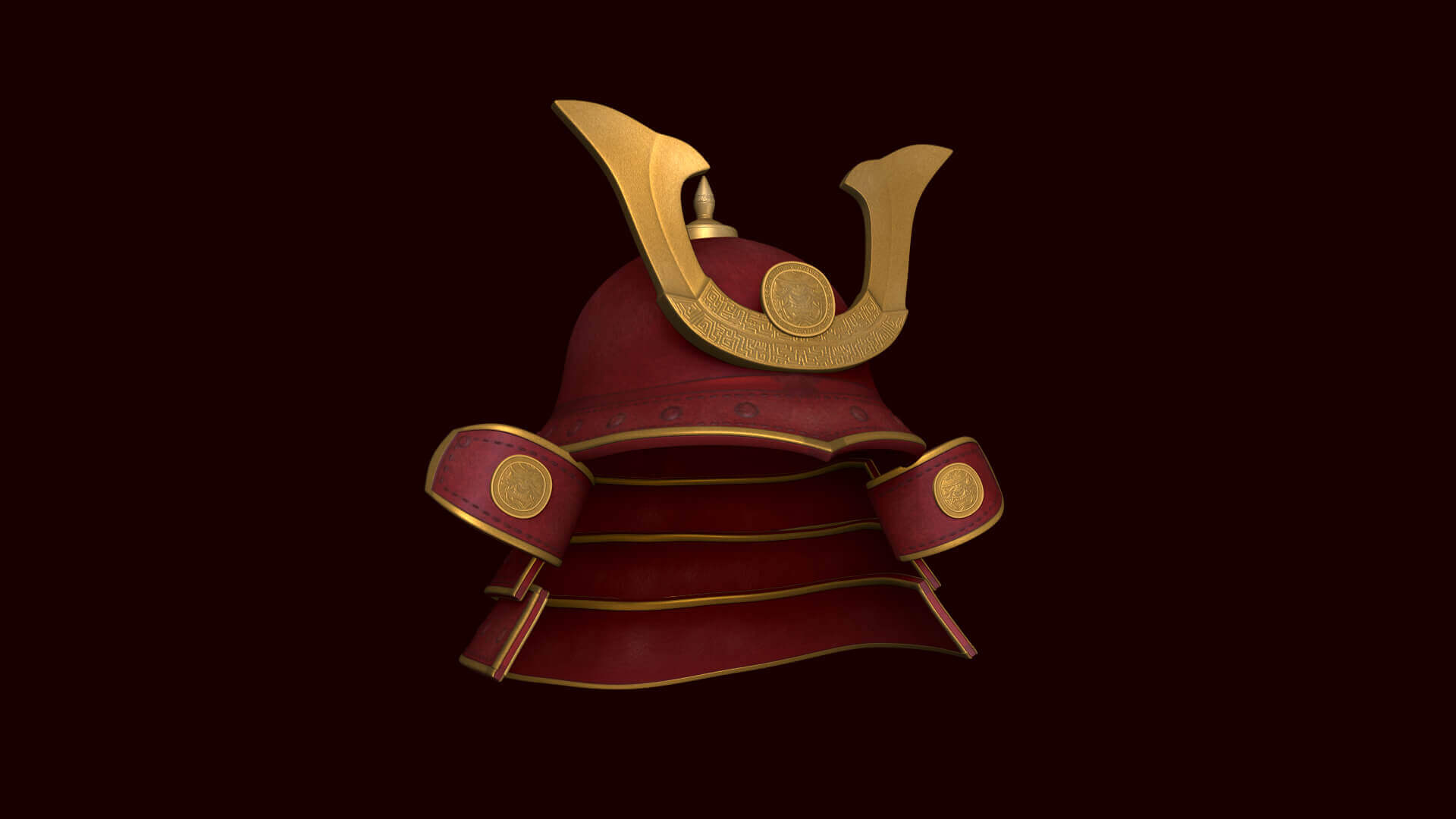 Samurai Red Helmet - 3D Model by gsommer