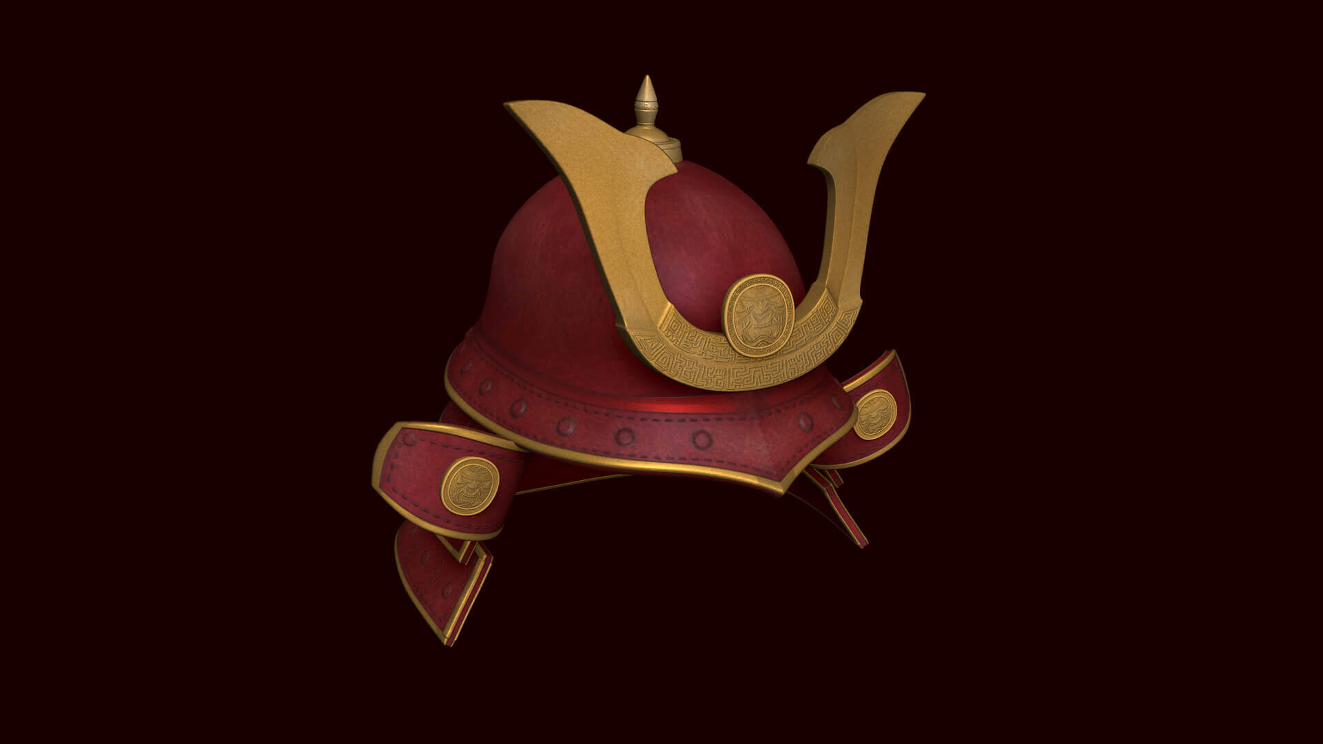 Samurai Red Helmet - 3D Model by gsommer