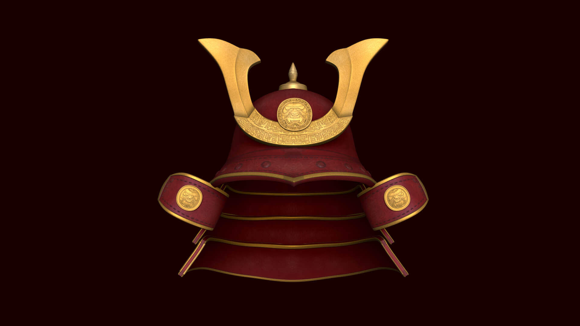 Samurai Red Helmet - 3D Model by gsommer