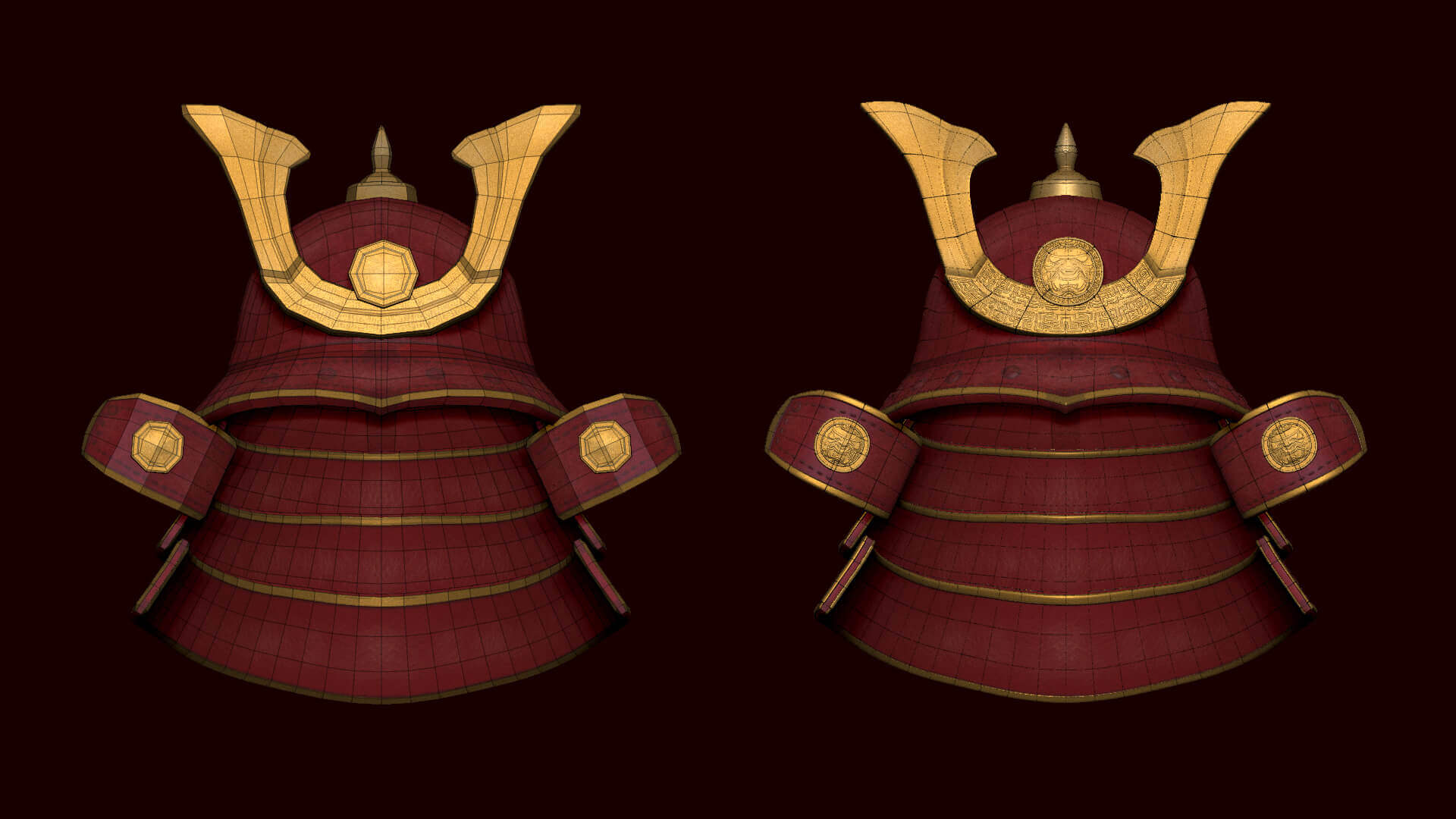 Samurai Red Helmet - 3D Model by gsommer