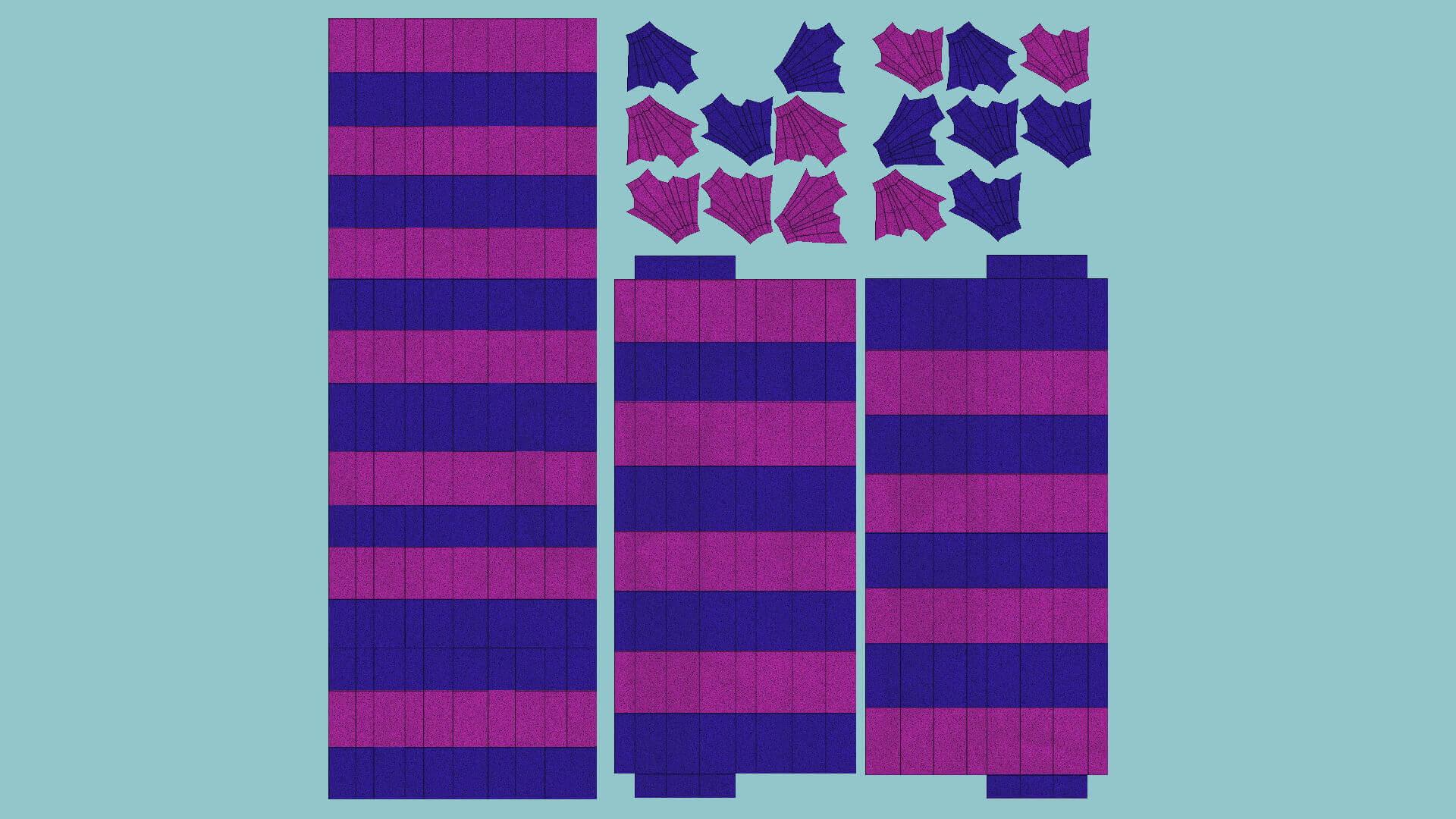 Scarf 08 - Purple and Blue 3D Model by gsommer