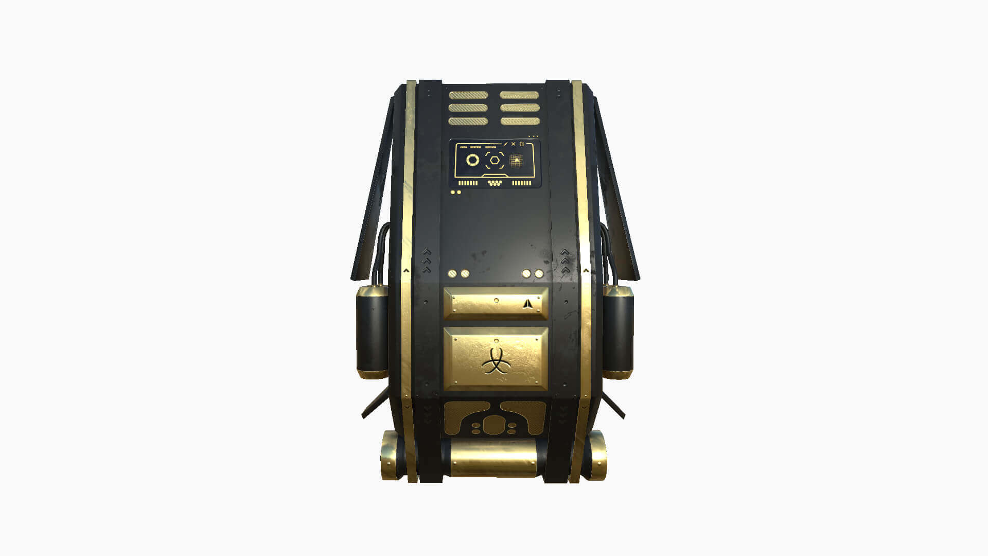 Sci-Fi Backpack Model F 03 - Black and Gold by gsommer