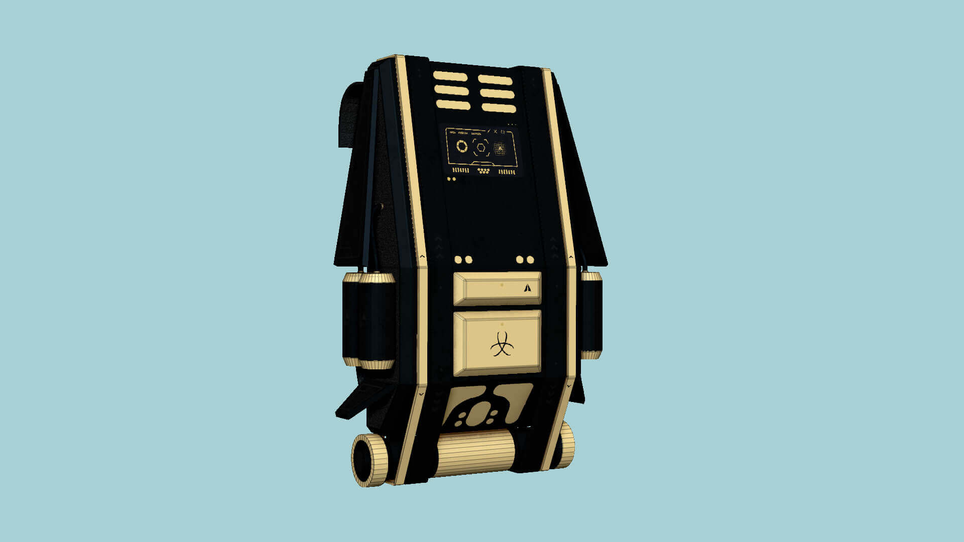Sci-Fi Backpack Model F 03 - Black and Gold by gsommer