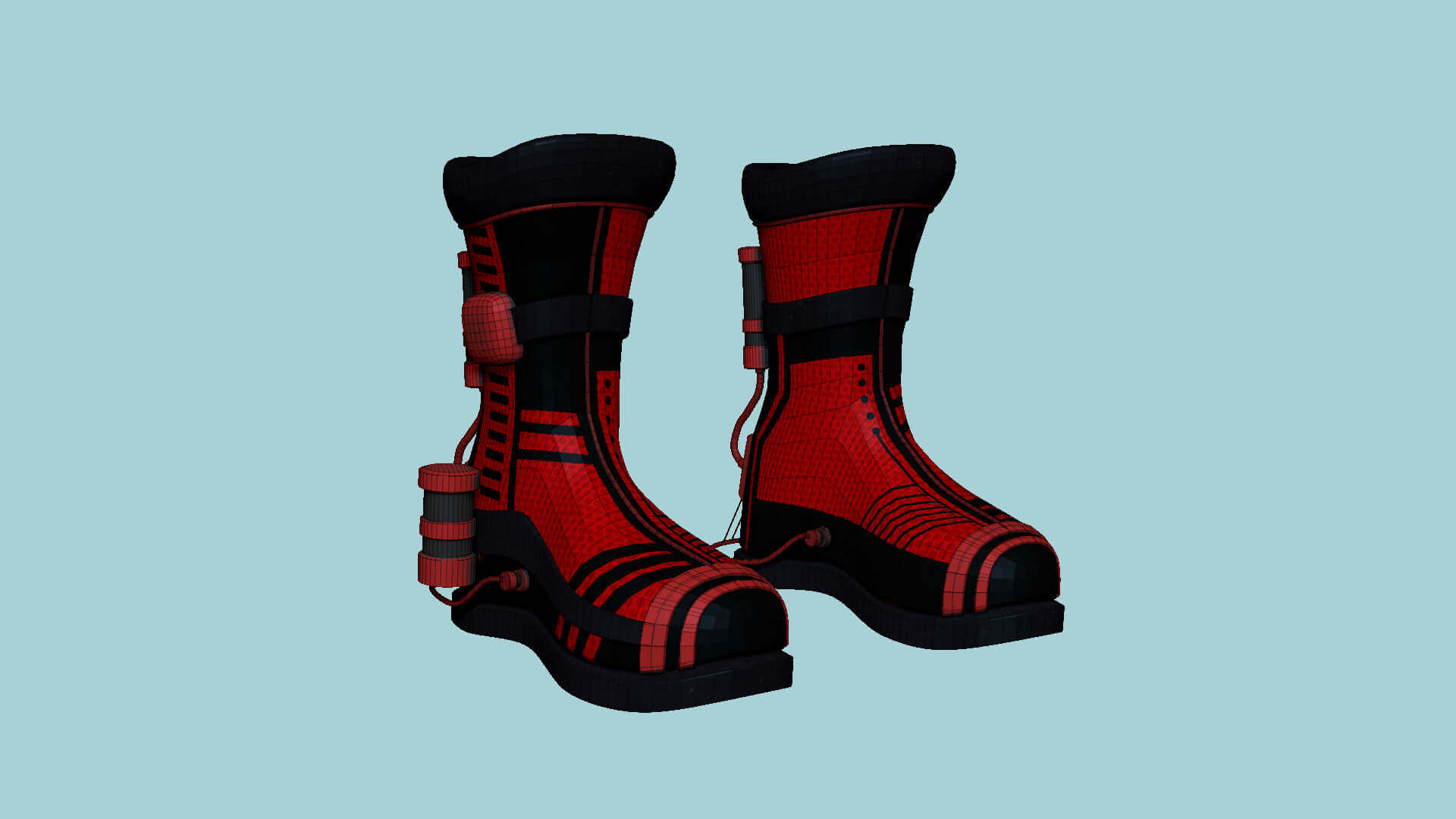 Sci-Fi Boot Model A 02 - Red and Black by gsommer