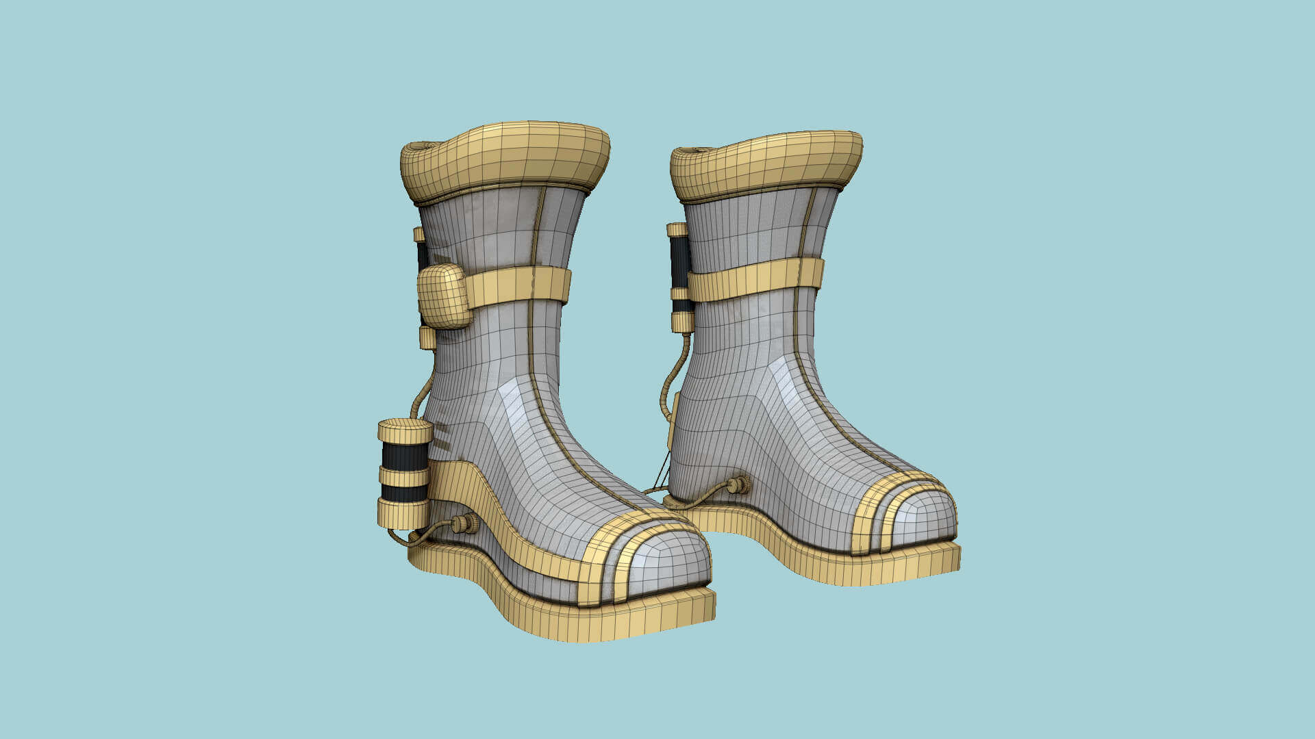 Sci-Fi Boot Model A 03 - White and Gold by gsommer